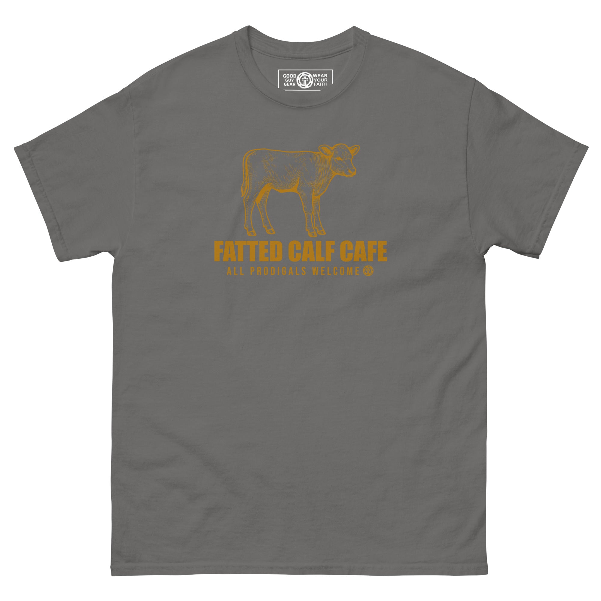 Fatted Calf Café Tee | Funny Christian T-Shirt for Men – Good Guy Gear